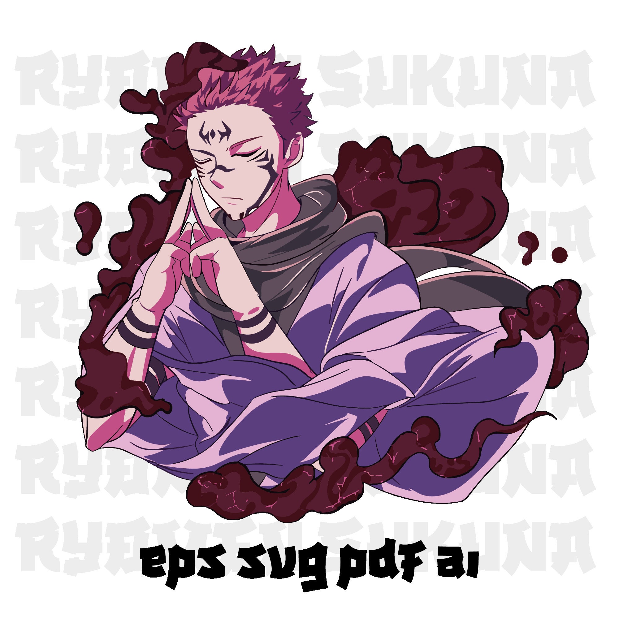 Premium Ryomen Sukuna, Anime Vector Files, Ready for DTF, DTG ...