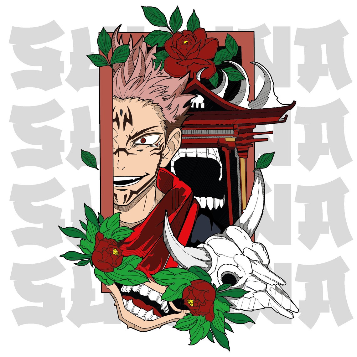 Premium Sukuna Anime Vector Files, Ready for DTF, DTG, Sublimation ...