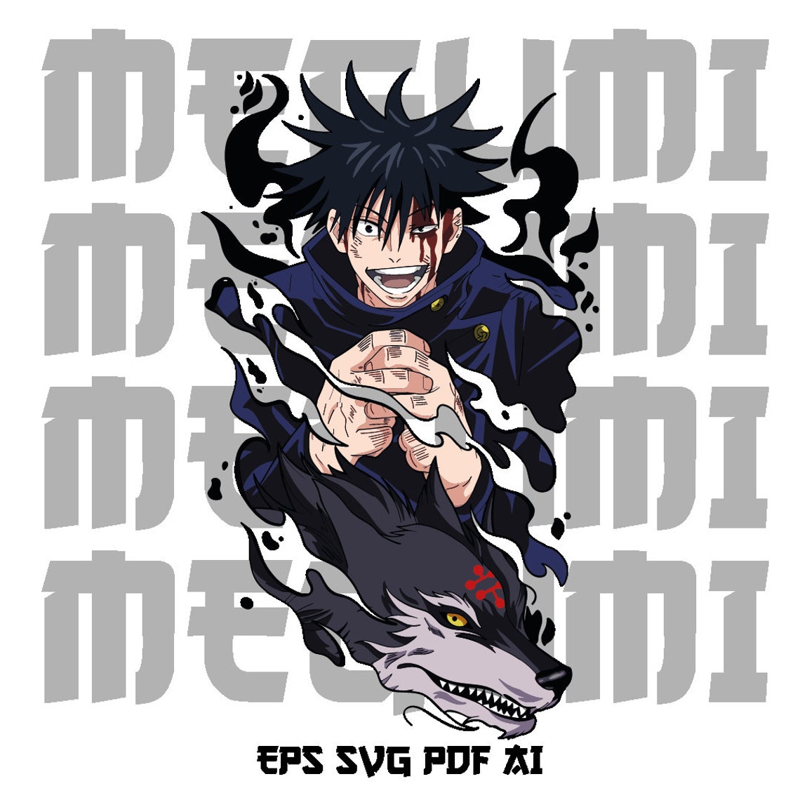 Premium Megumi Fushiguro Anime Layered SVG, Anime Vector, Ready Fo ...