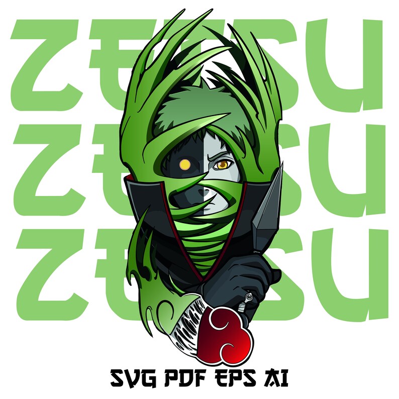 Zetsu SVG Naruto SVG Anime Vector Files Anime PNG Anime T-shirt Design ...