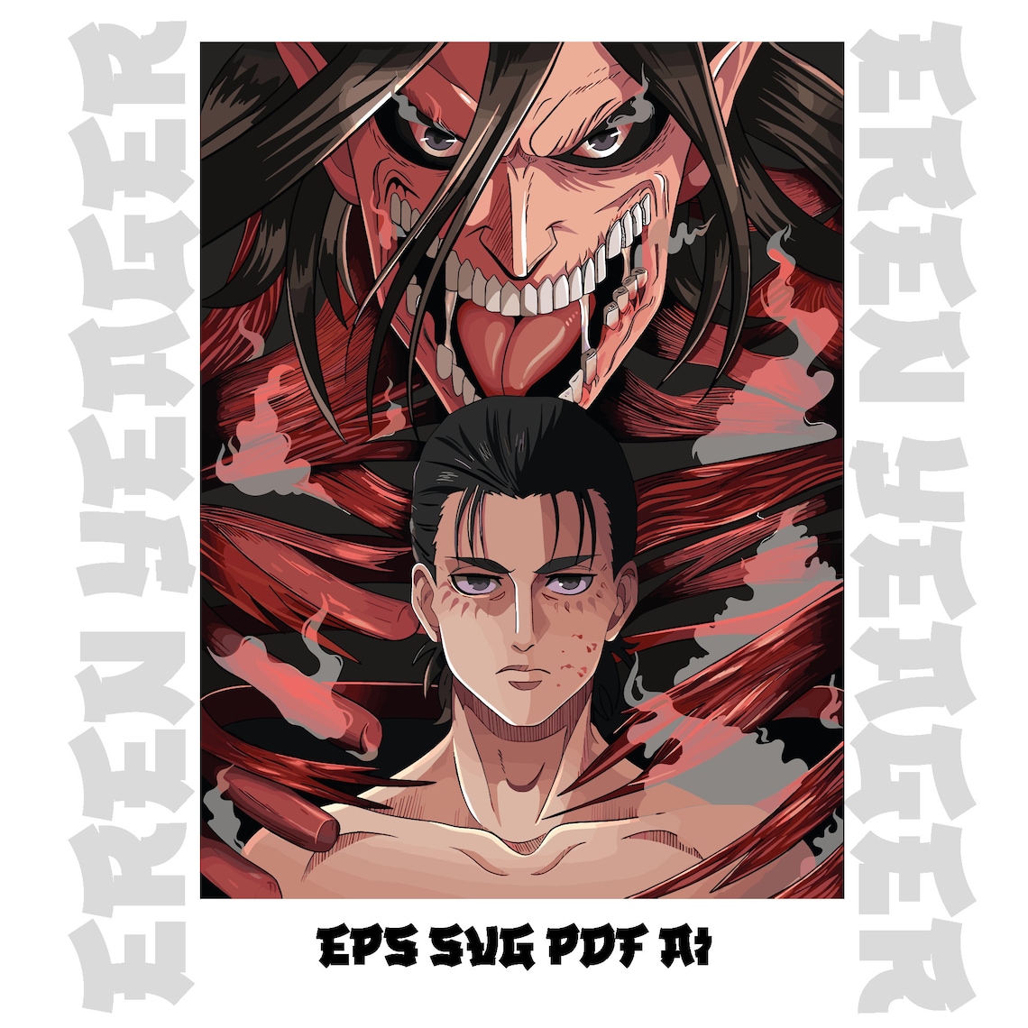 Premium Eren Yeager Anime Vector Files, Ready for DTF, DTG, Sublimation ...