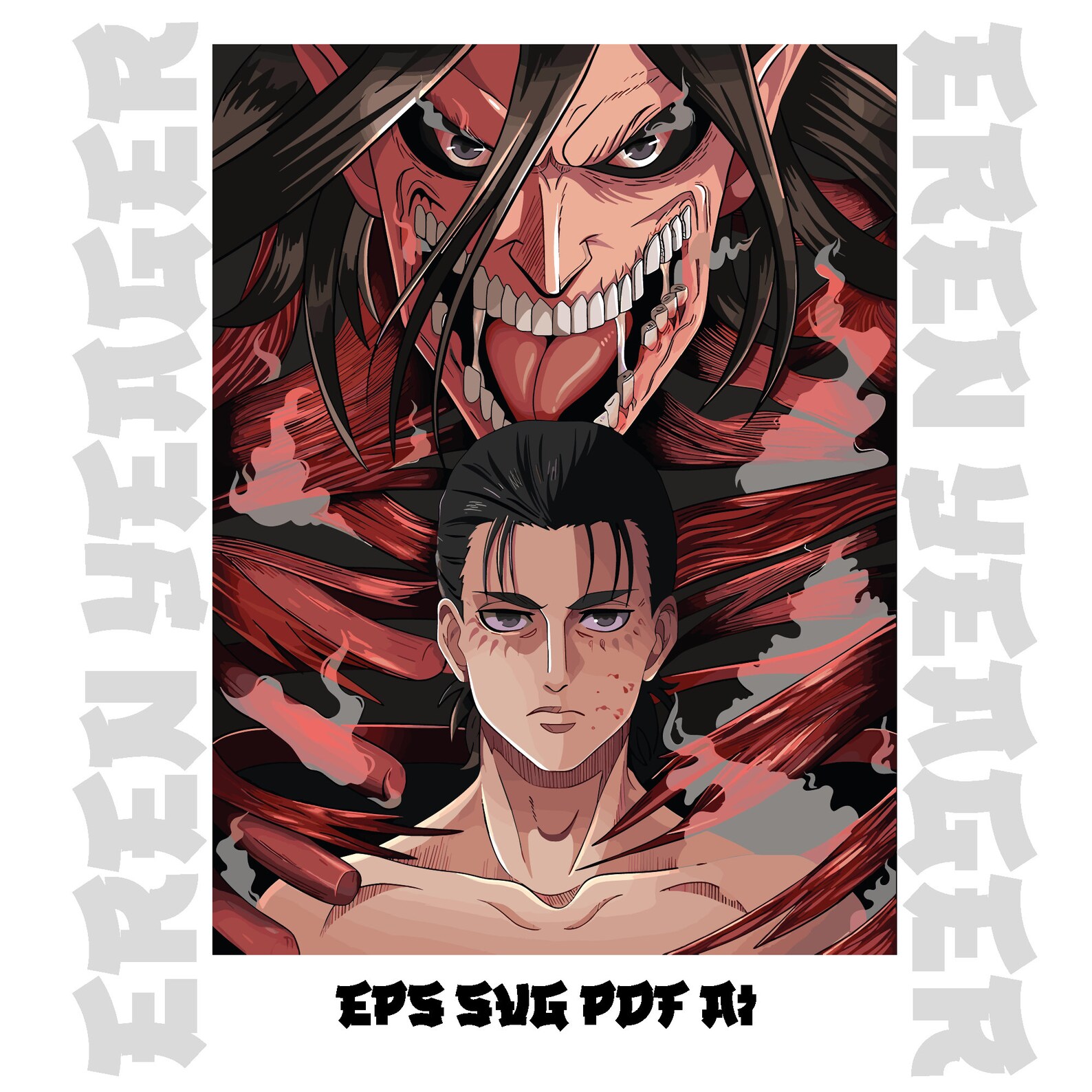 Premium Eren Yeager Anime Vector Files Dtf, Dtg & Sublimation Ready ...