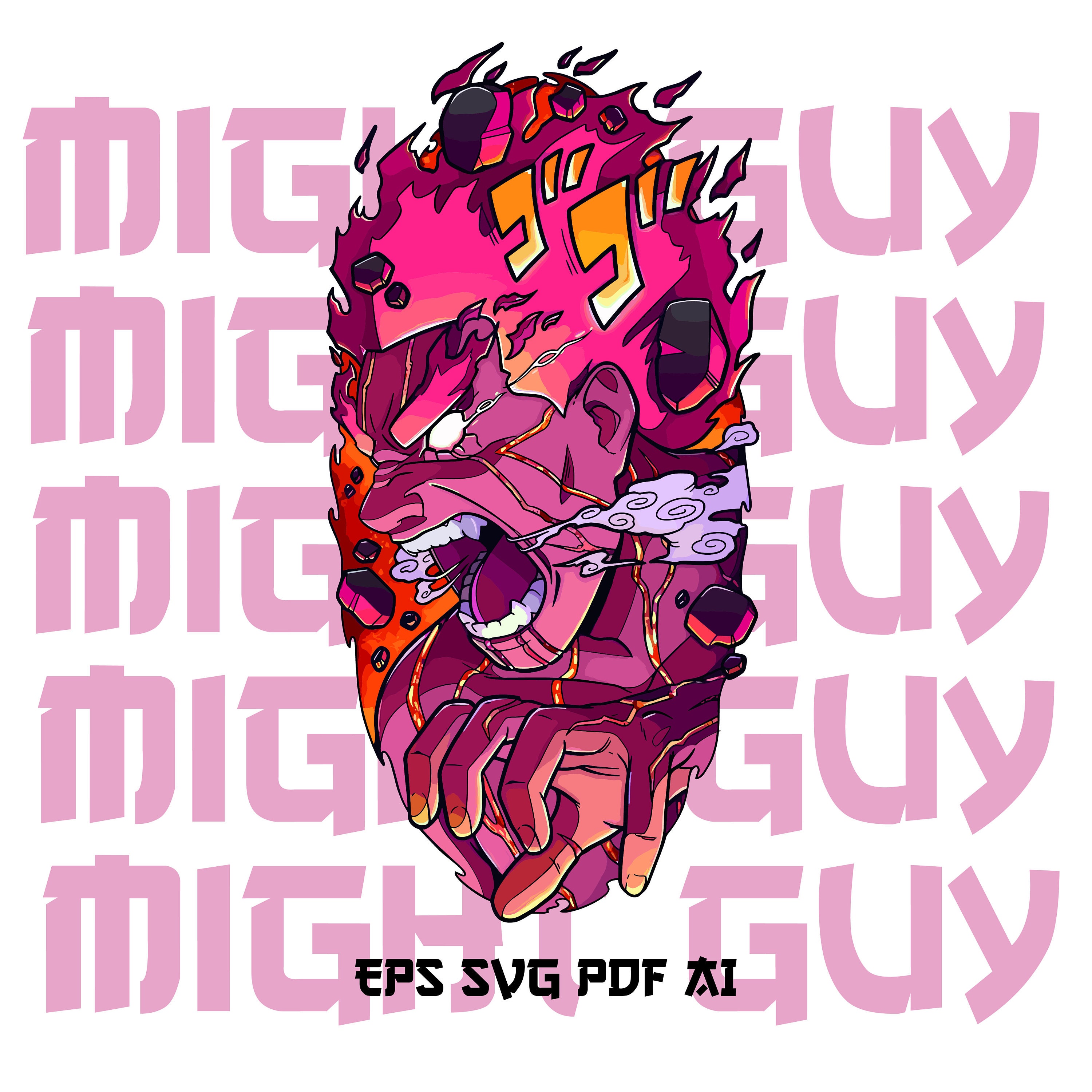 Premium Might Guy, Anime Vector Files, Ready for DTF, DTG, Sublimation ...