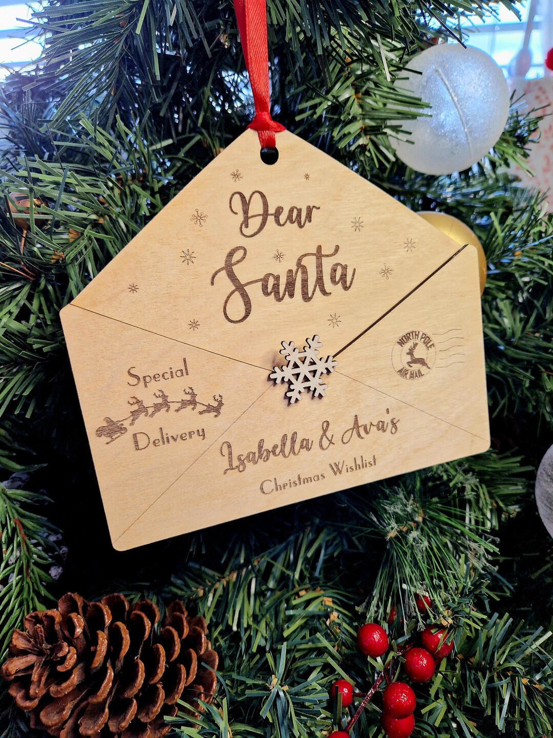 Personalised Letter to Santa Tree Decoration, Holder, Ornament ...