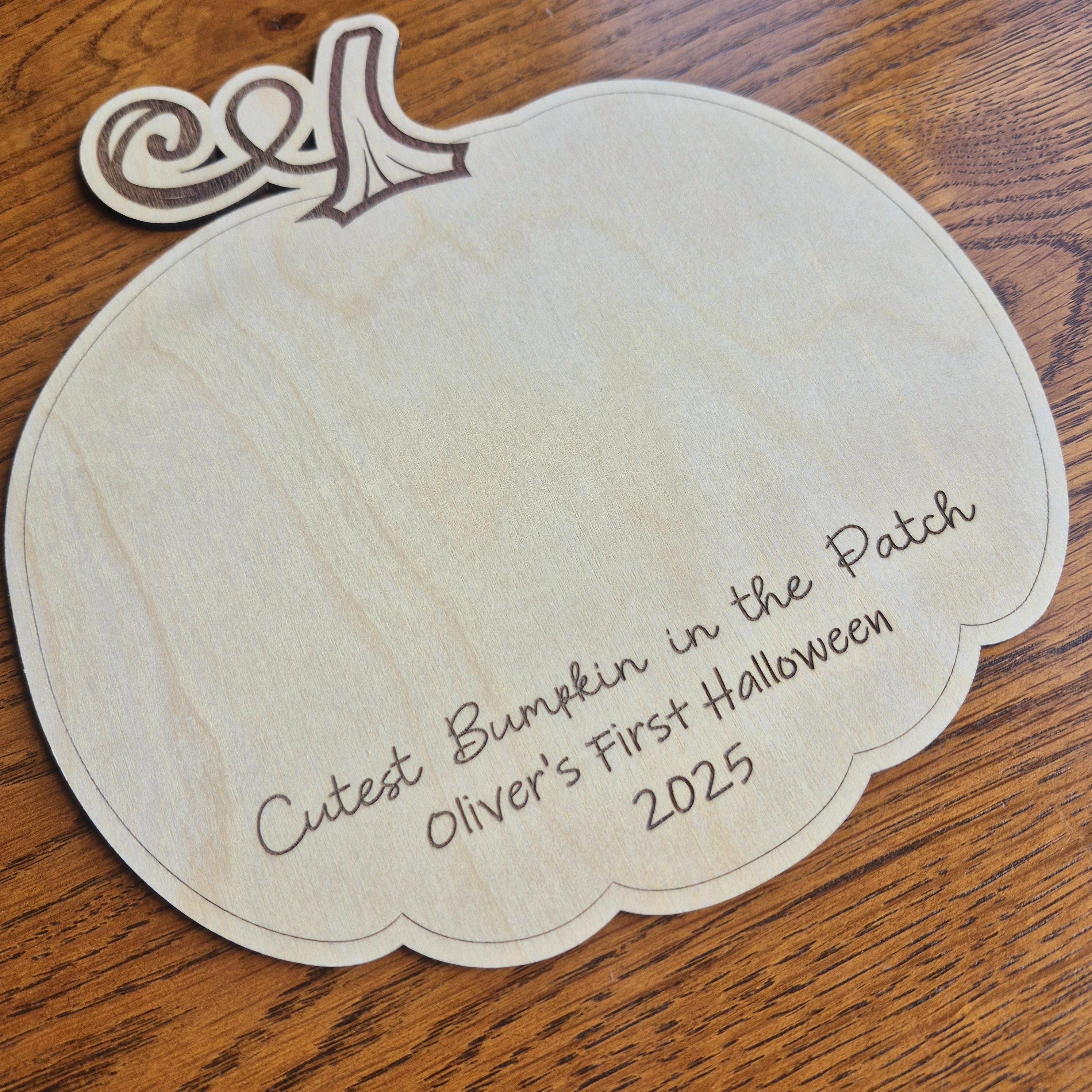 My First Halloween Bumpkin Plaque, Pumpkin Disc, Baby Milestone, Wooden ...