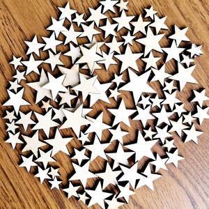 Pack of 100 Wooden Star Shapes, Stars Craft Materials, Blanks, Supplies ...