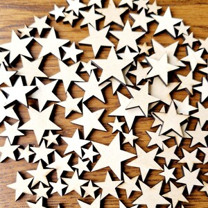 Pack of 100 Wooden Star Shapes, Stars Craft Materials, Blanks, Supplies ...