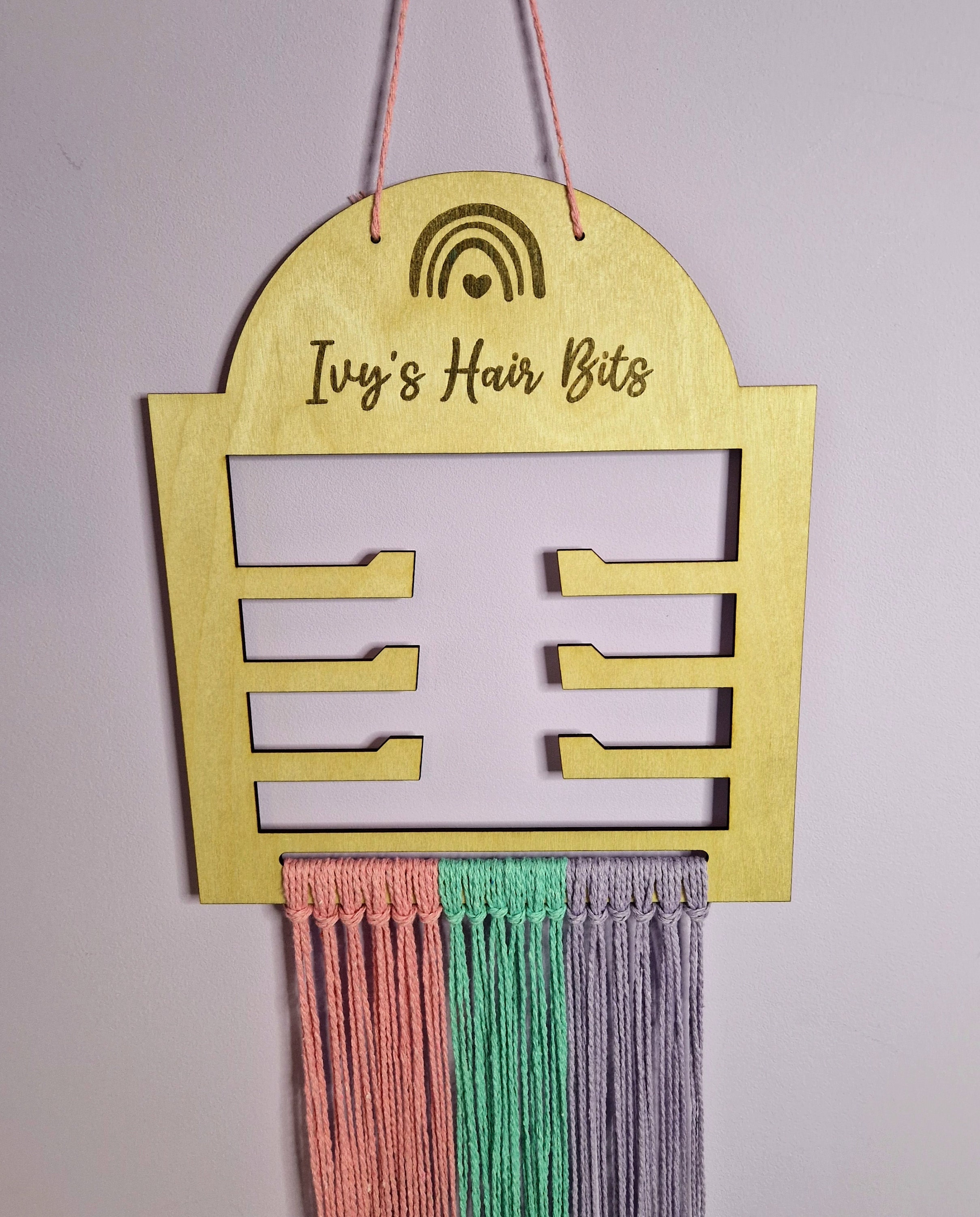 Rainbow Wooden Hair Bow Holder, Macrame Hanger, Niece Gift, Girls ...