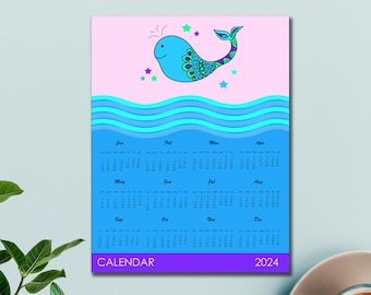 New Year Calendar for Kids 2024 Poster Calendar for School and Class ...