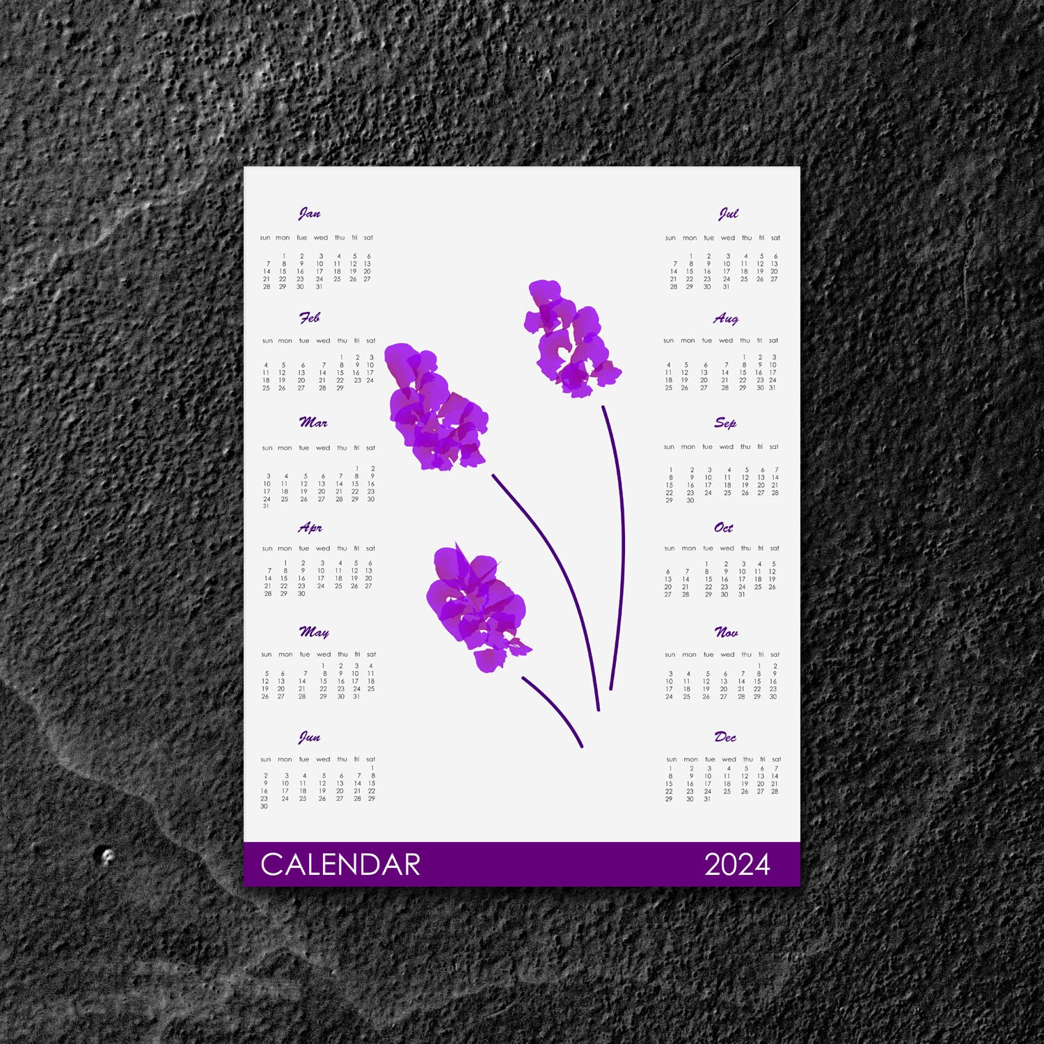 Cute Flower Calendar 2024 New Year Calendar 2024 Printable Calendar ...