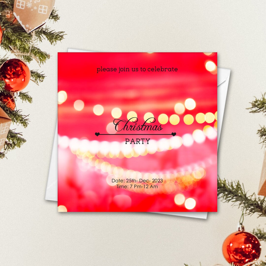 Christmas Party Invitation Editable Photoshop Template Christmas Party