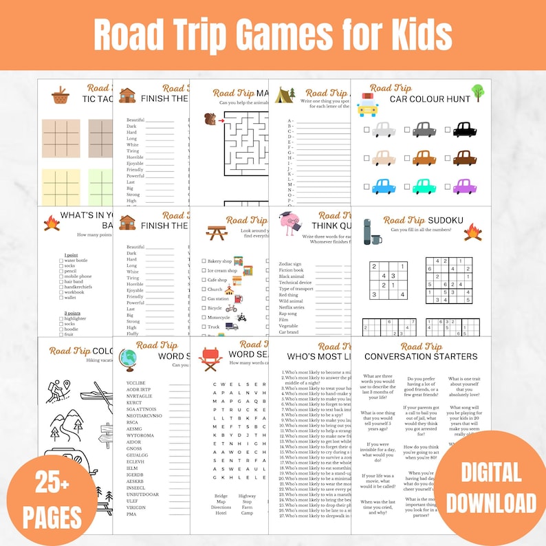 Road Trip Games for Kids | Printable Book | Car Activities for Children ...
