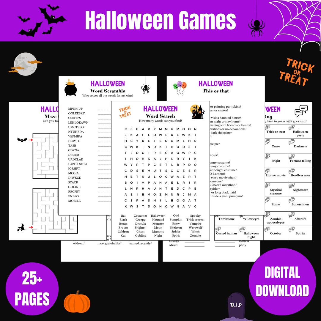 Halloween Game Bundle | Party Games for Kids | Digital Download ...
