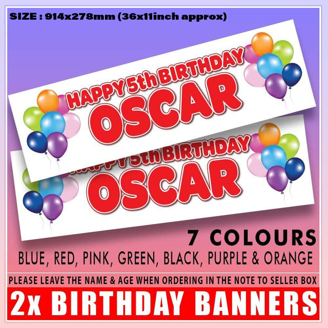 Personalized Birthday Banners, Custom Name & Age, 36"x11" (set of 2) - Etsy