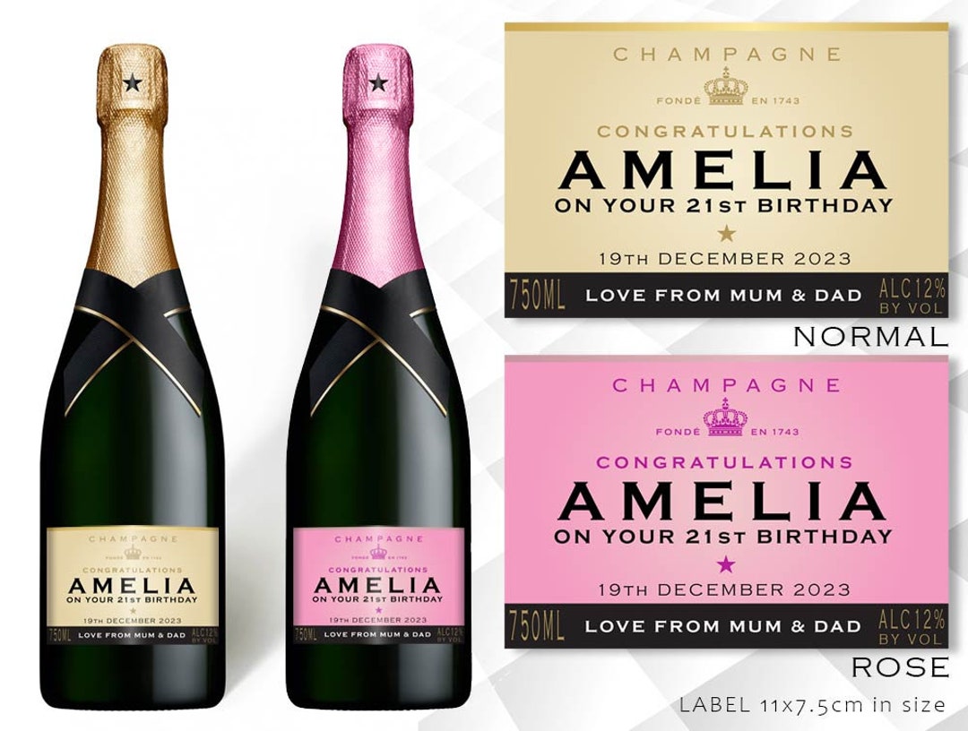 Personalised Champagne Label Bottle Birthday Gift Present - Etsy