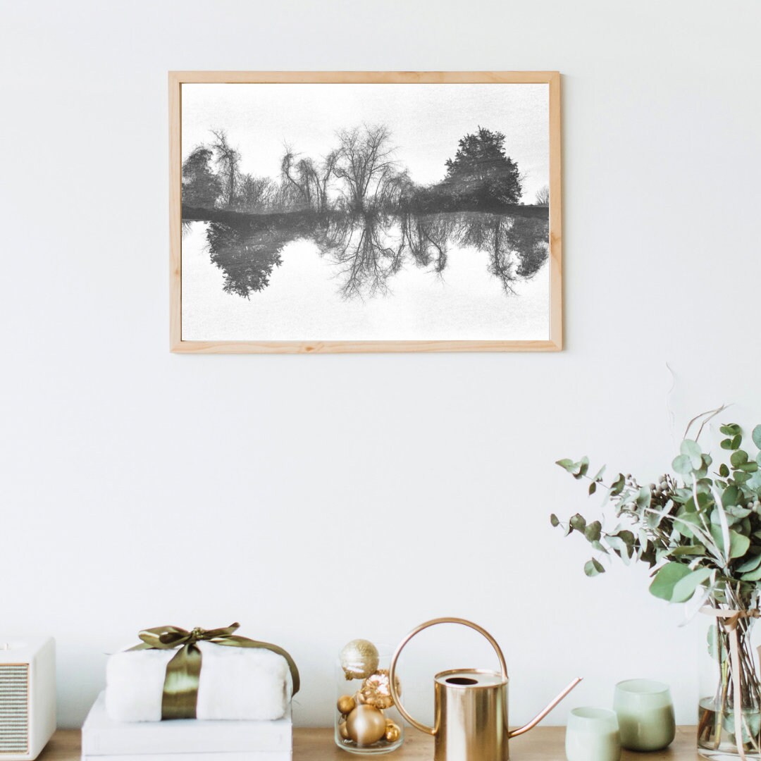 Black and White Mirrored Trees - Photographic Print - Etsy