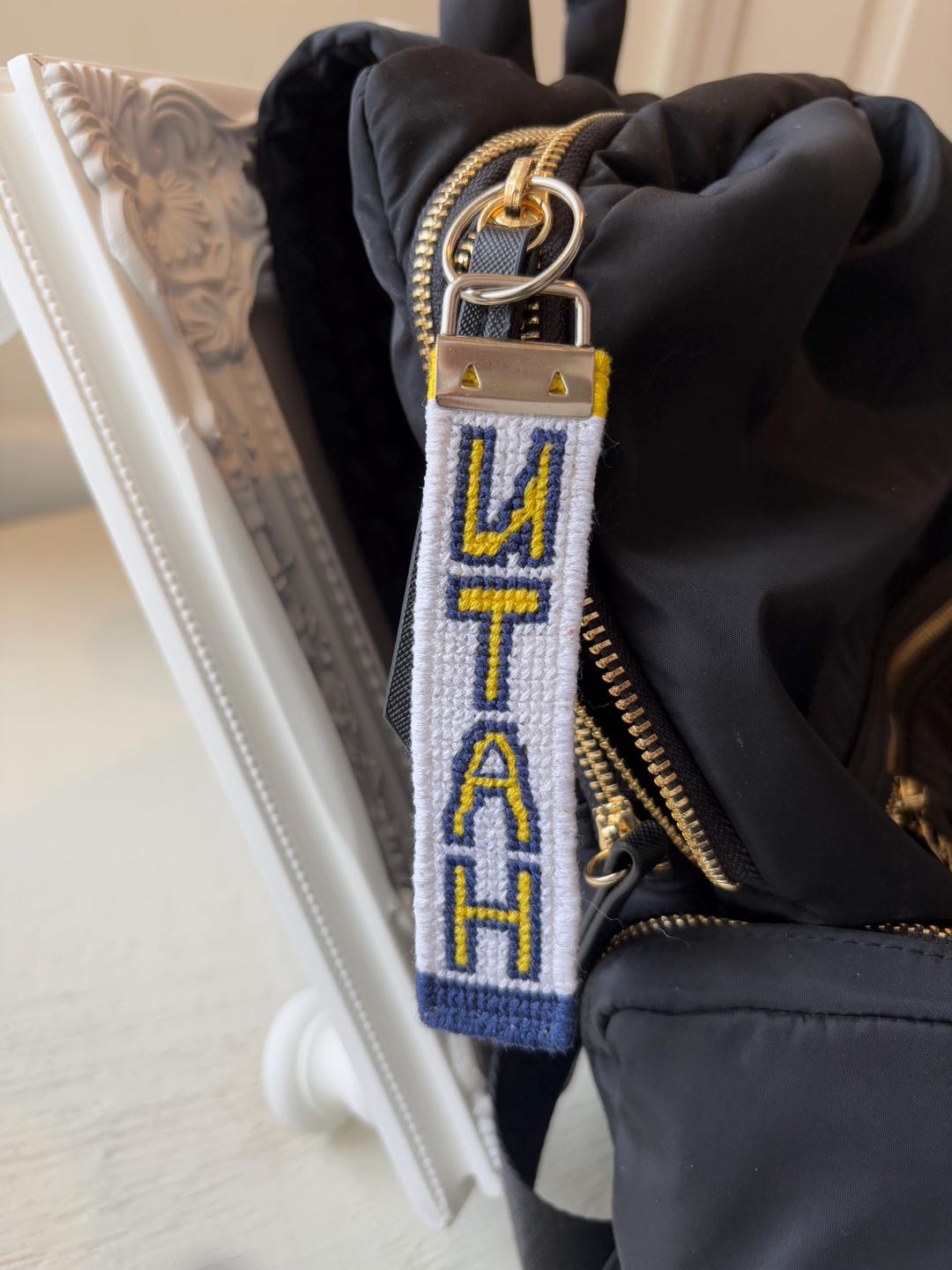 Utah Utes Car Key Fob Leather Backpack Keychain Personalized Cross ...