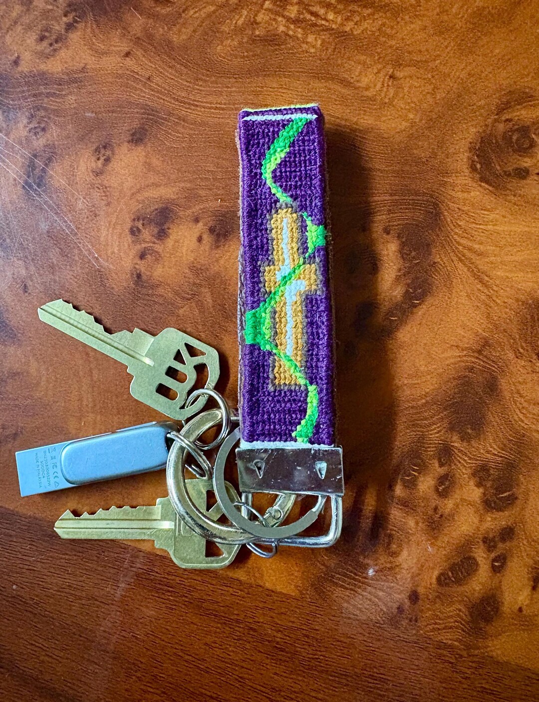 Personalized Embroidered Leather Wristlet Custom Religious Keychain ...