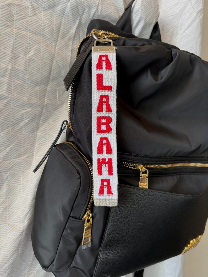 Alabama Embroidered Cross Stitch Keychain Personalized Bama Keychain ...