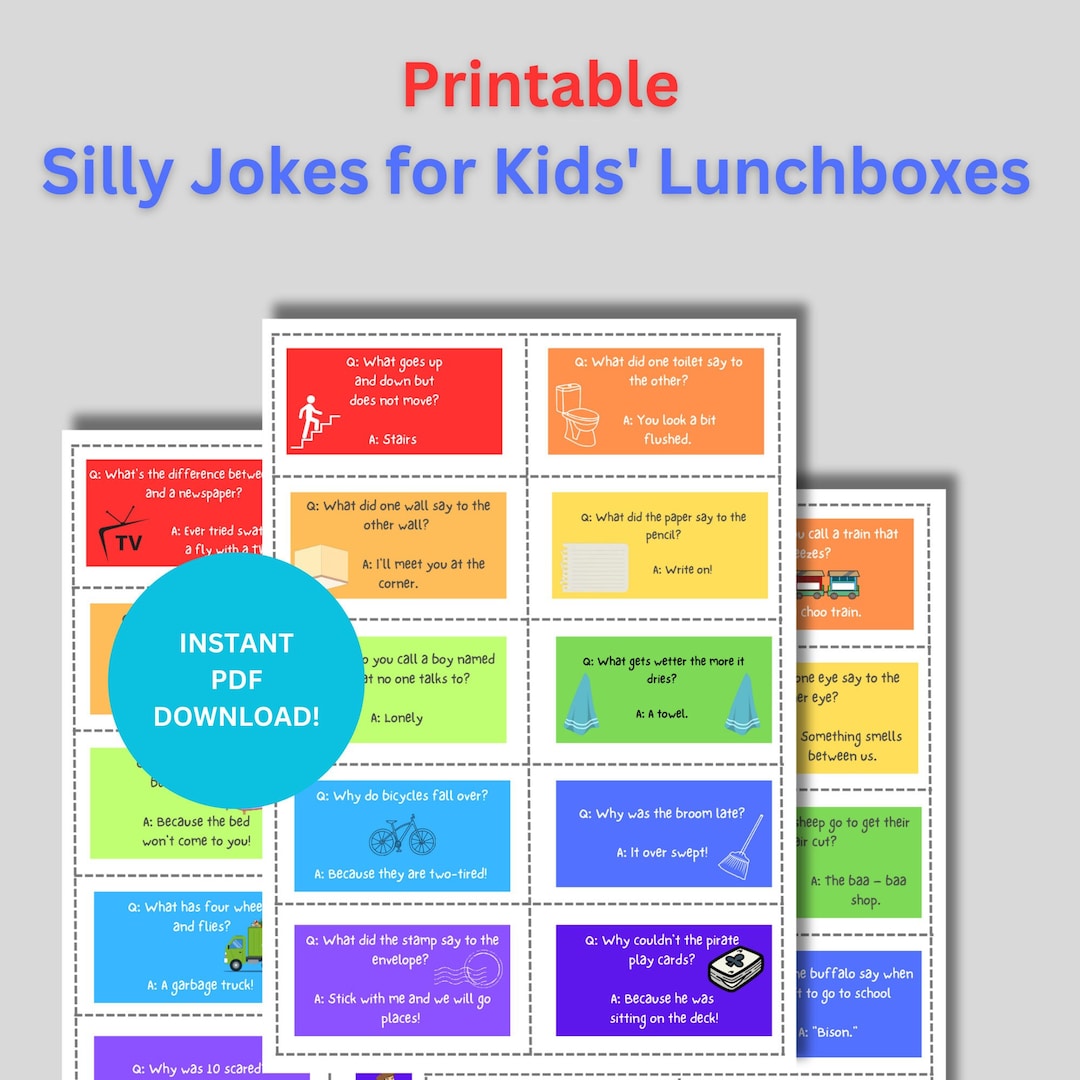 Printable Lunchbox Jokes for Kids, Back to School Notes, Cute Silly ...