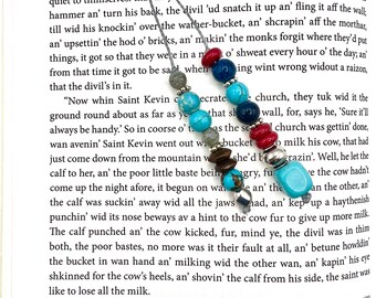 Beaded Handmade Book Thong With Ceramic Heart Beads Bookmark Unique ...