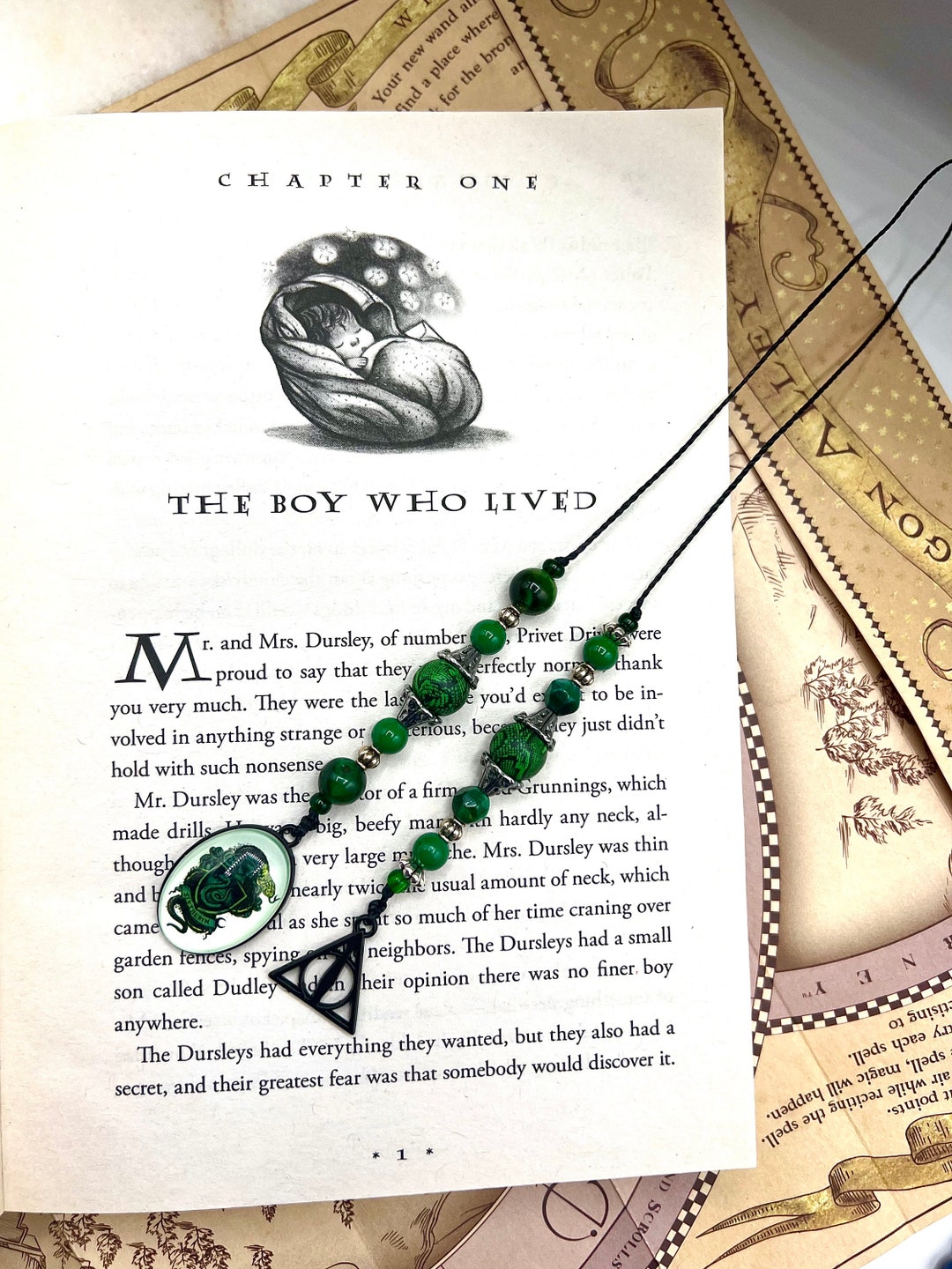 Harry Potter slytherin Handmade Book Thong, Bookmark - Etsy