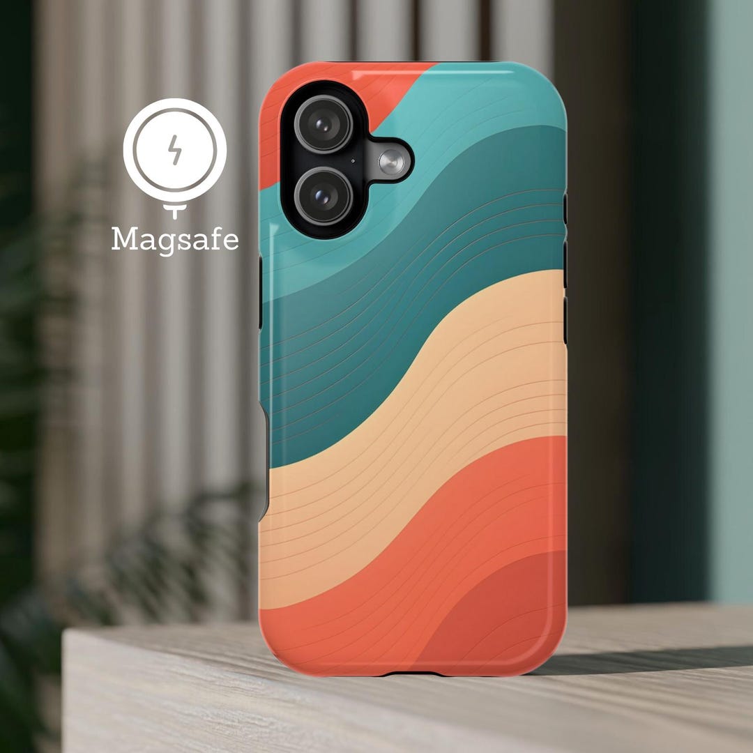Retro Wave Magsafe Phone Case, Magnetic Abstract Design, Christmas Gift ...
