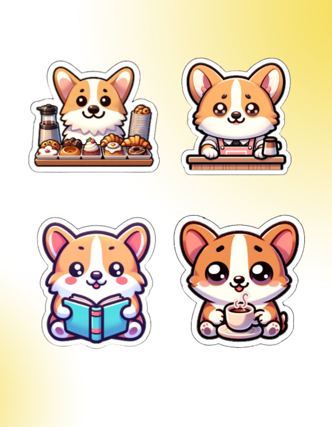 Corgi Coffee Bar Stickers Water Bottle Stickers Coffee Mugs Stickers ...