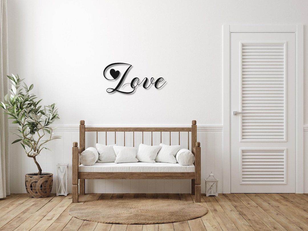 Minimalist Line Art | Love Metal Art | Metal Home Decor | Metal Word ...