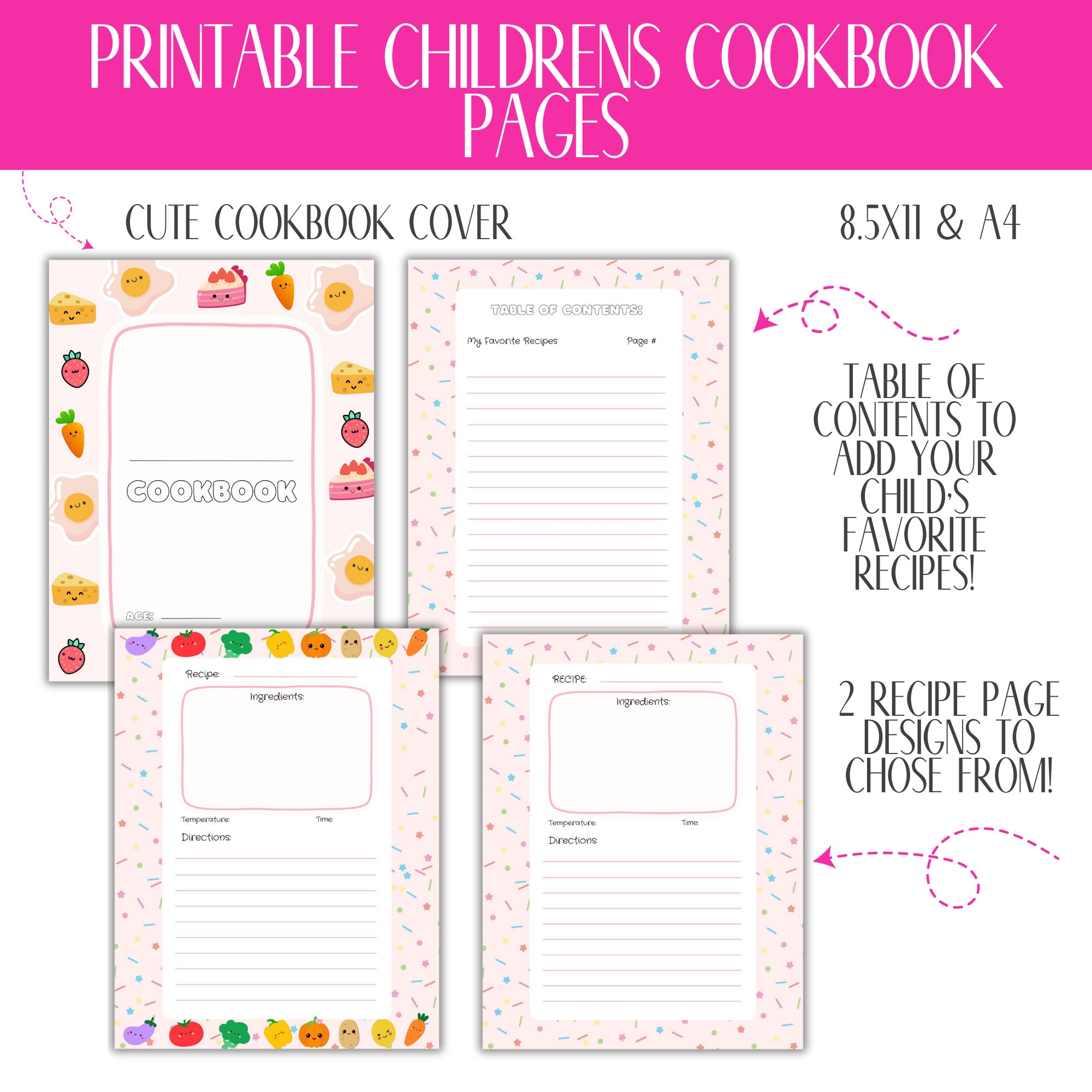 Printable Kids Creative Cookbook, Kids Recipe Book, Your Favorite ...