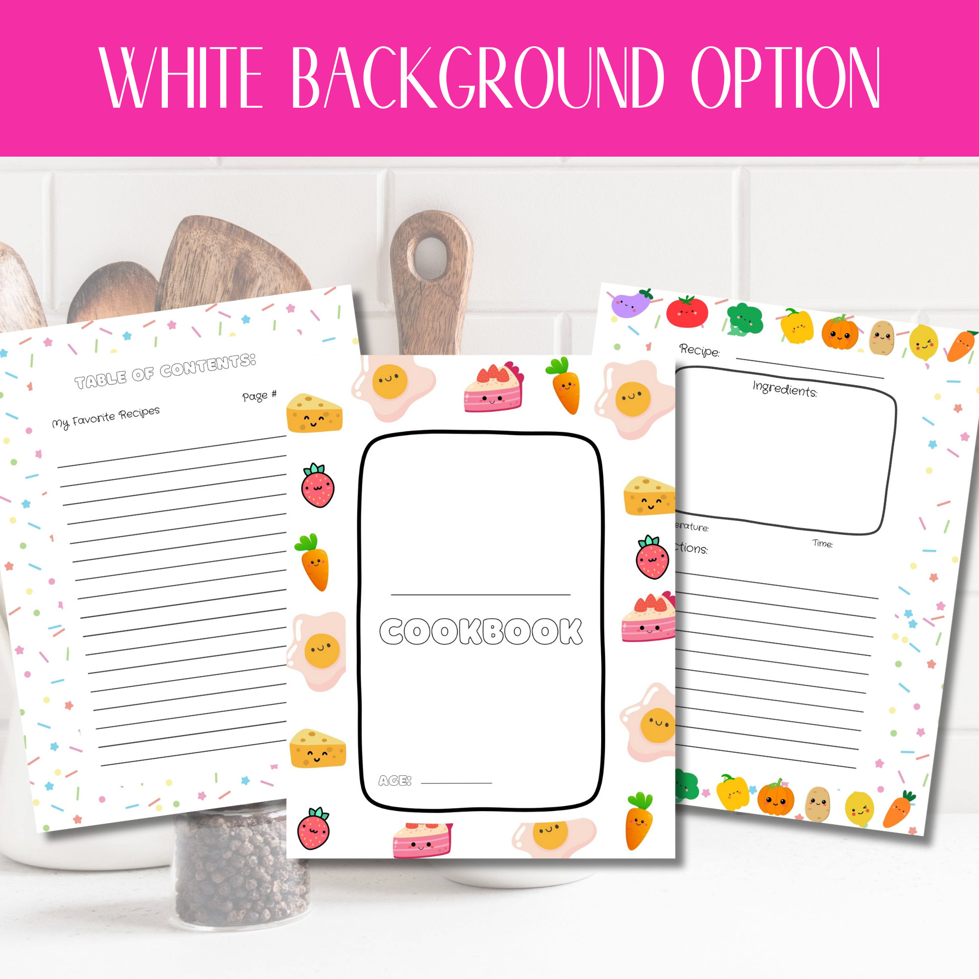 Printable Kids Creative Cookbook, Kids Recipe Book, Your Favorite ...