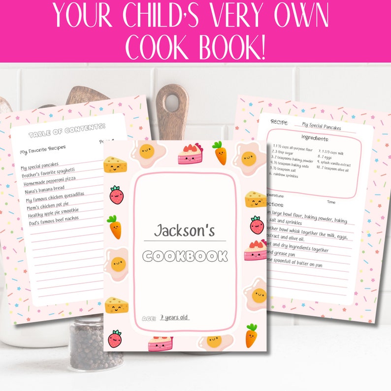 Printable Kids Creative Cookbook, Kids Recipe Book, Your Favorite ...