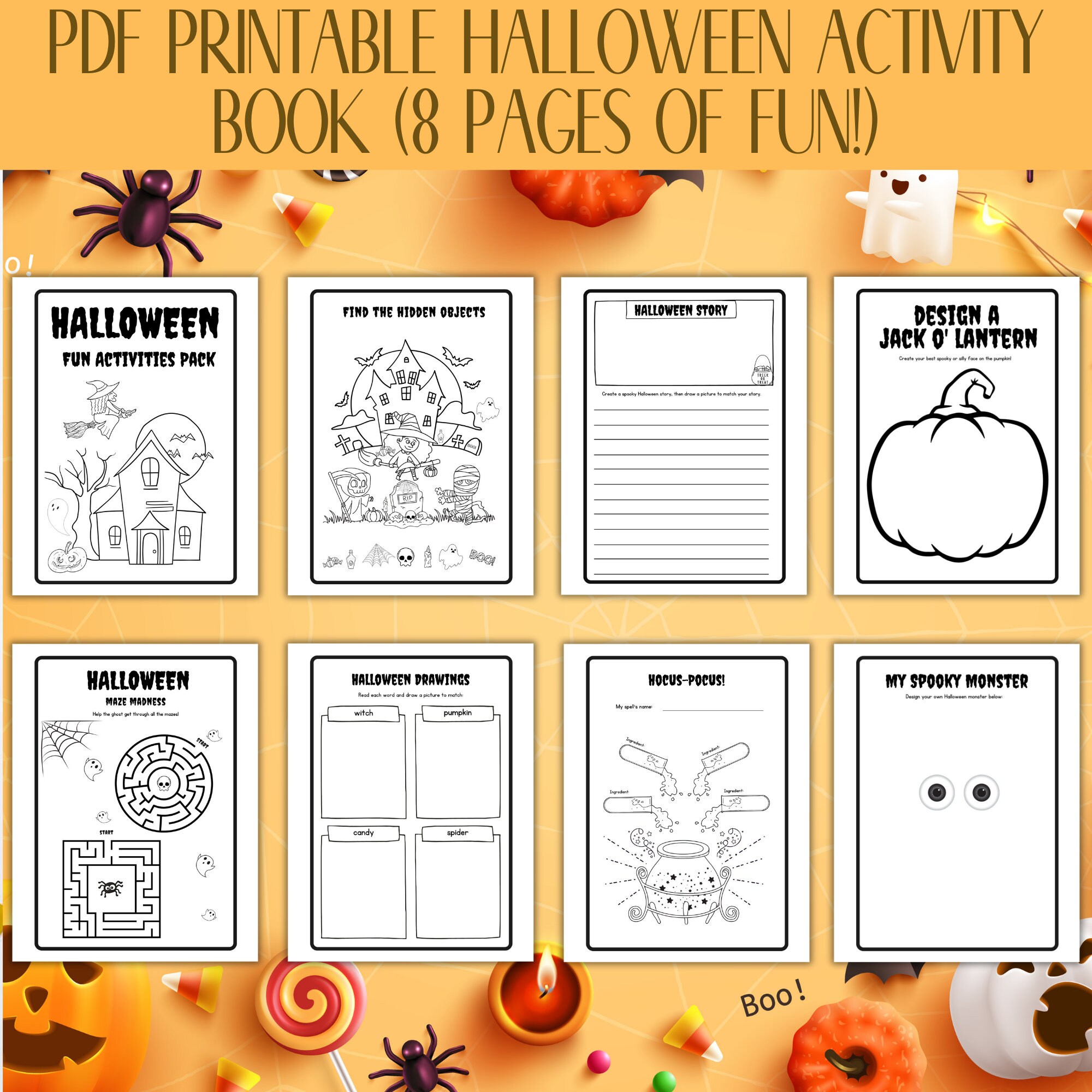 Spooktacular Printable Halloween Activity Book, Activity Book for ...