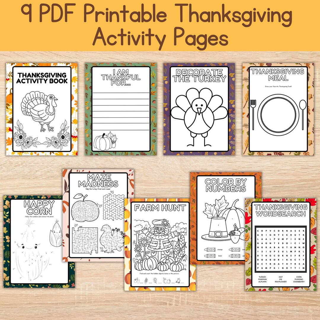PDF Printable Thanksgiving Activity Pages, Thanksgiving Celebration ...