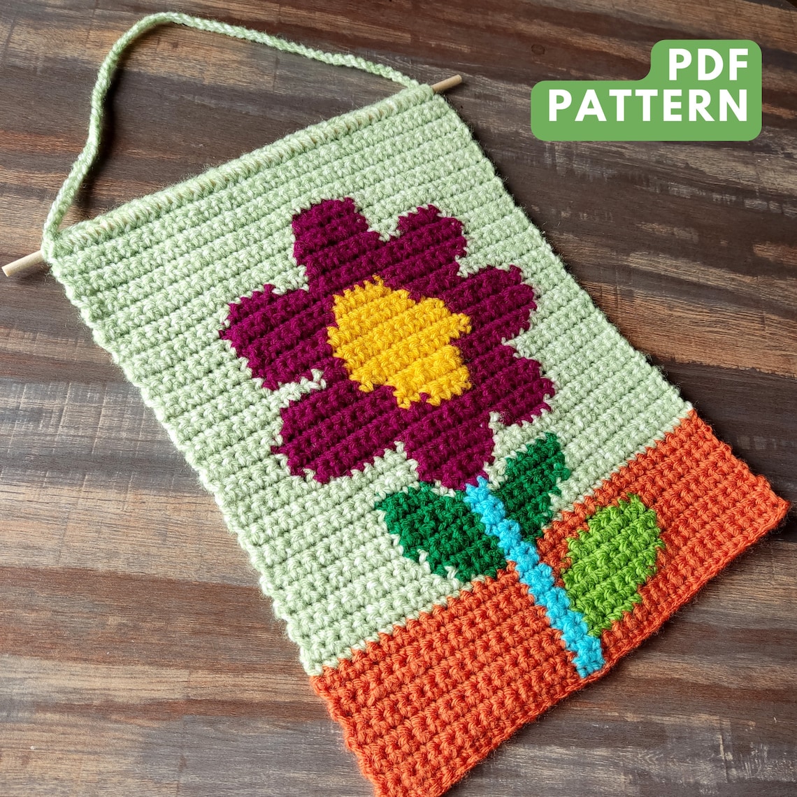 Colorful Flower Crochet Tapestry Tutorial PDF Pattern - Instant ...