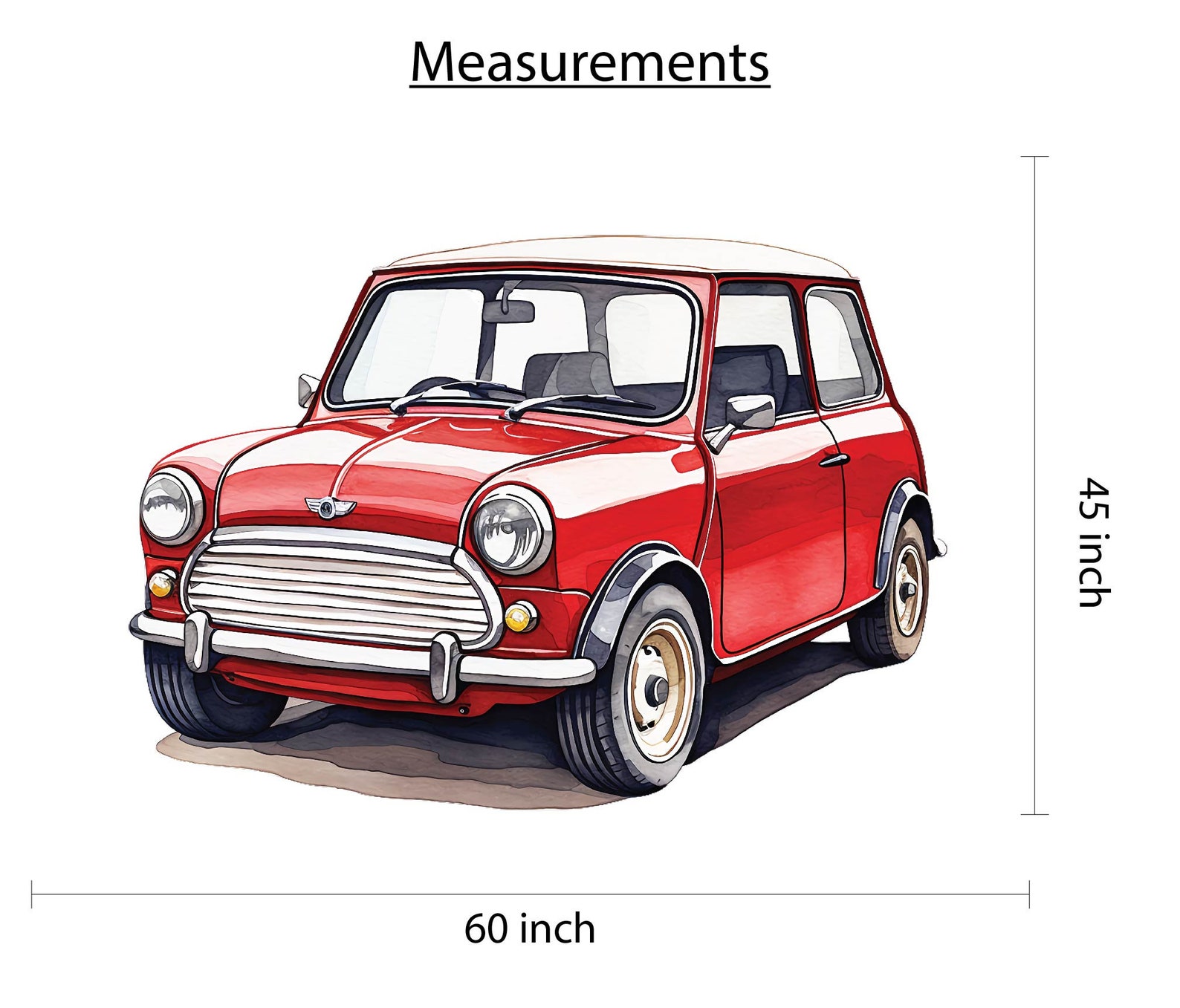 Vintage Mini Cooper Wall Decal: Watercolor Car Wall Sticker - Etsy