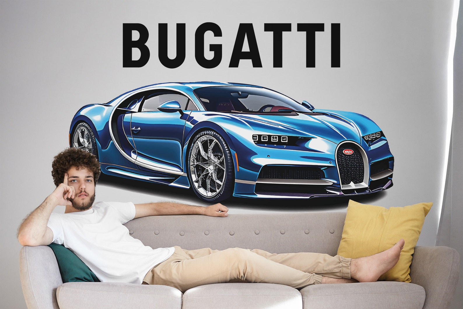 Blue Bugatti Wall Decal Bugatti Wall Sticker Sport Car Wall Art Bugatti ...