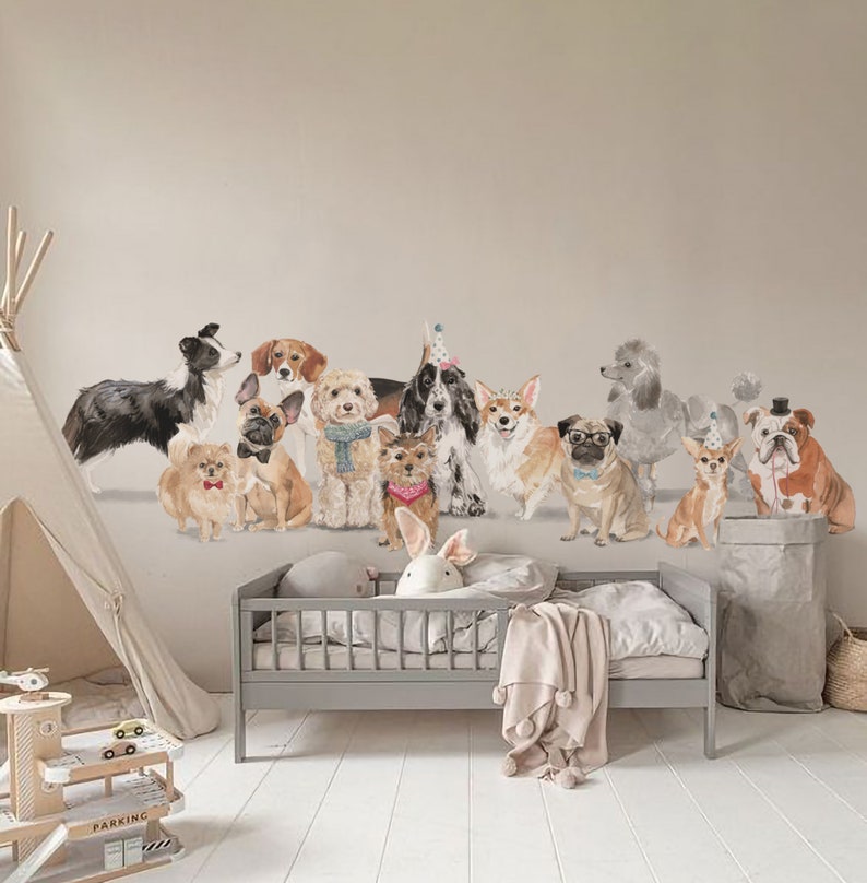 Removable Dog Lover Wallpaper Dog Wall Decal Cute Puppy Wall Sticker ...