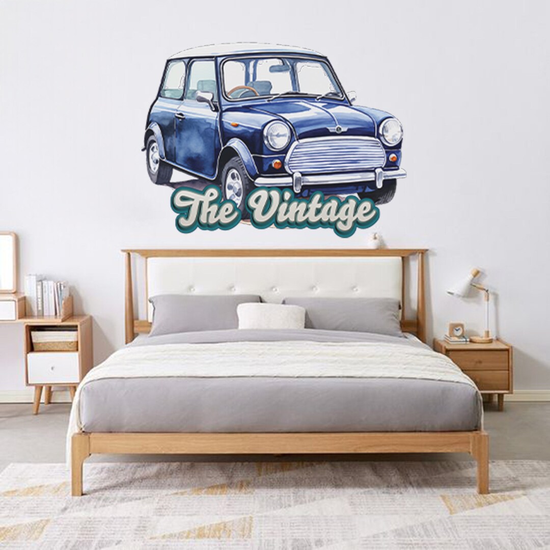 Vintage Mini Cooper Wall Decal Watercolor Mini Cooper Wall Art Car Wall ...