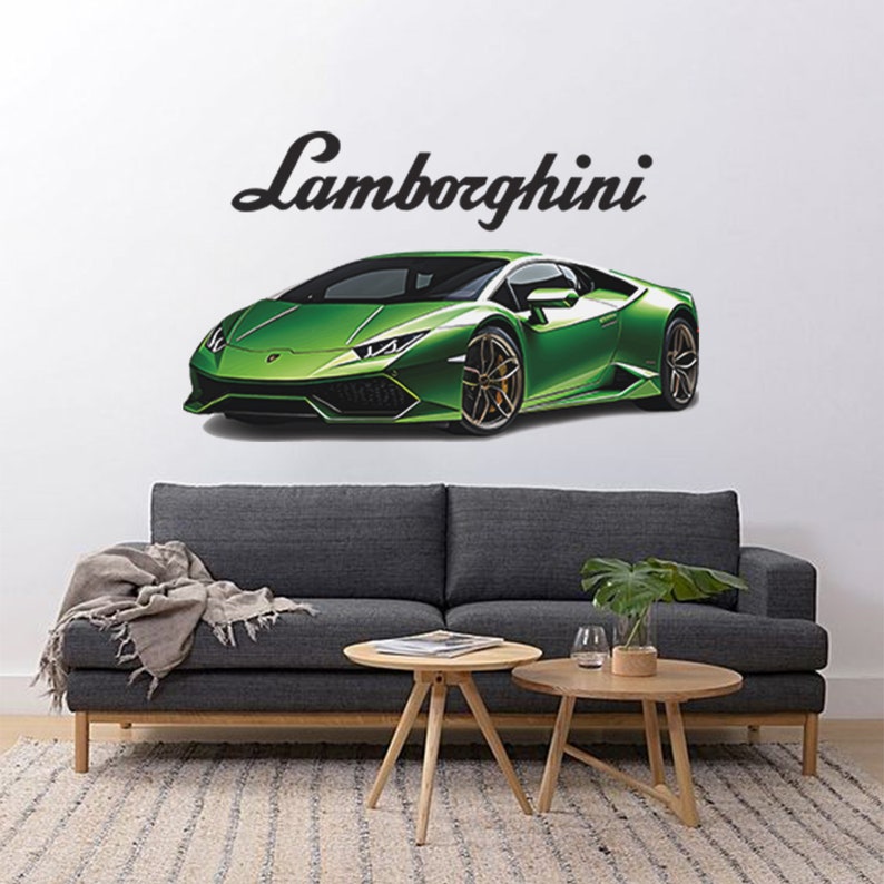 Green Lamborghini Wall Decal Lamborghini Wall Sticker Sport Car Wall ...