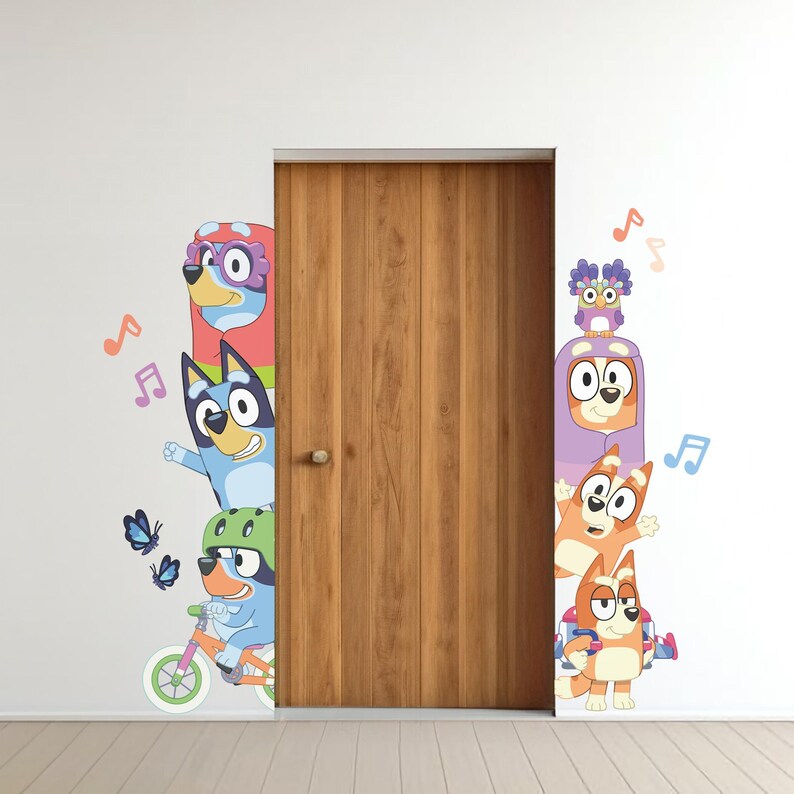 Bluey Wall Decal Bandit Heeler Wall Sticker Uncle Stripe Wall Mural ...