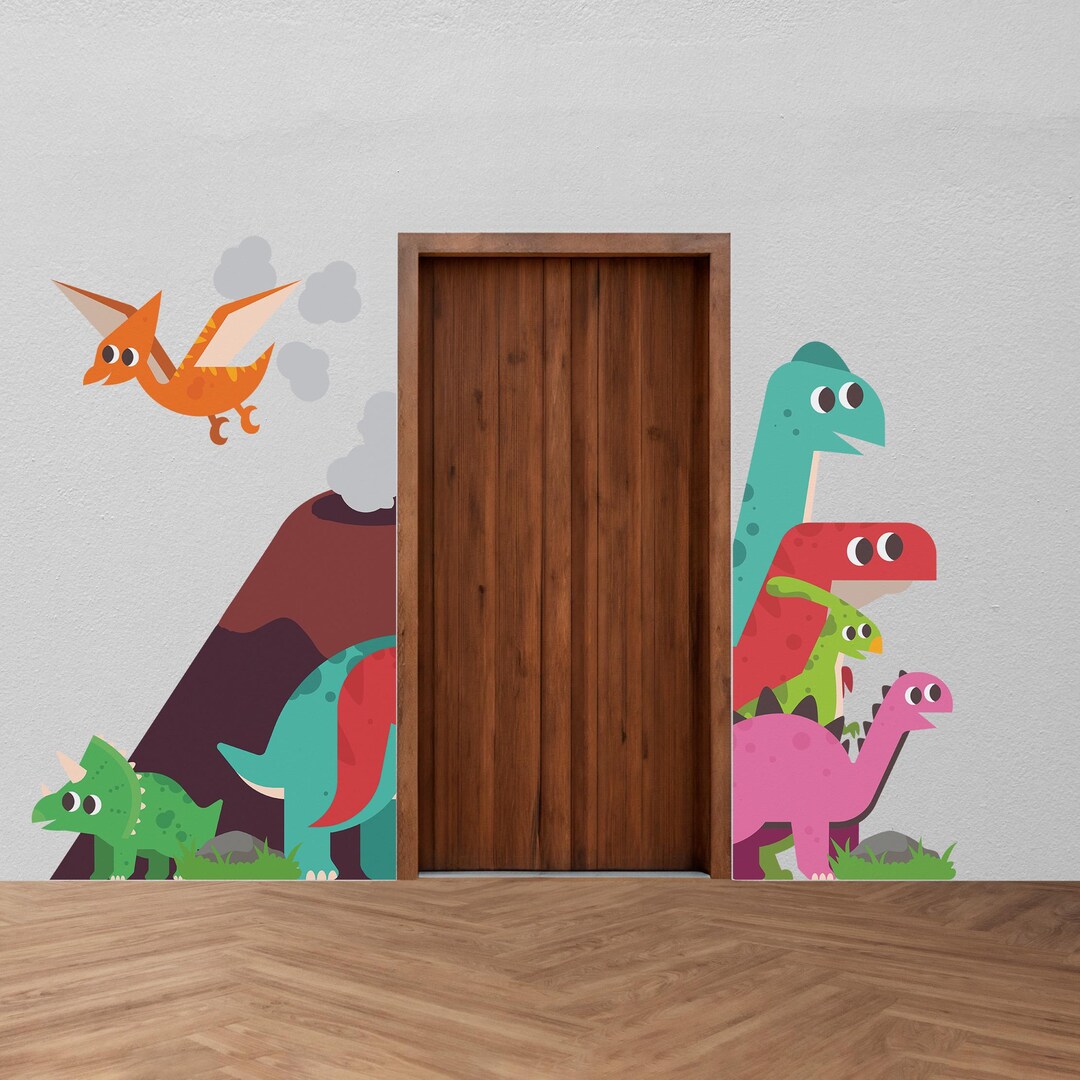 Dinosaur Wall Decal: Jurassic Brachiosaurus, Pterodactyl Mural - Etsy