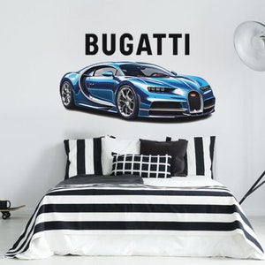 Blue Bugatti Wall Decal Bugatti Wall Sticker Sport Car Wall Art Bugatti ...