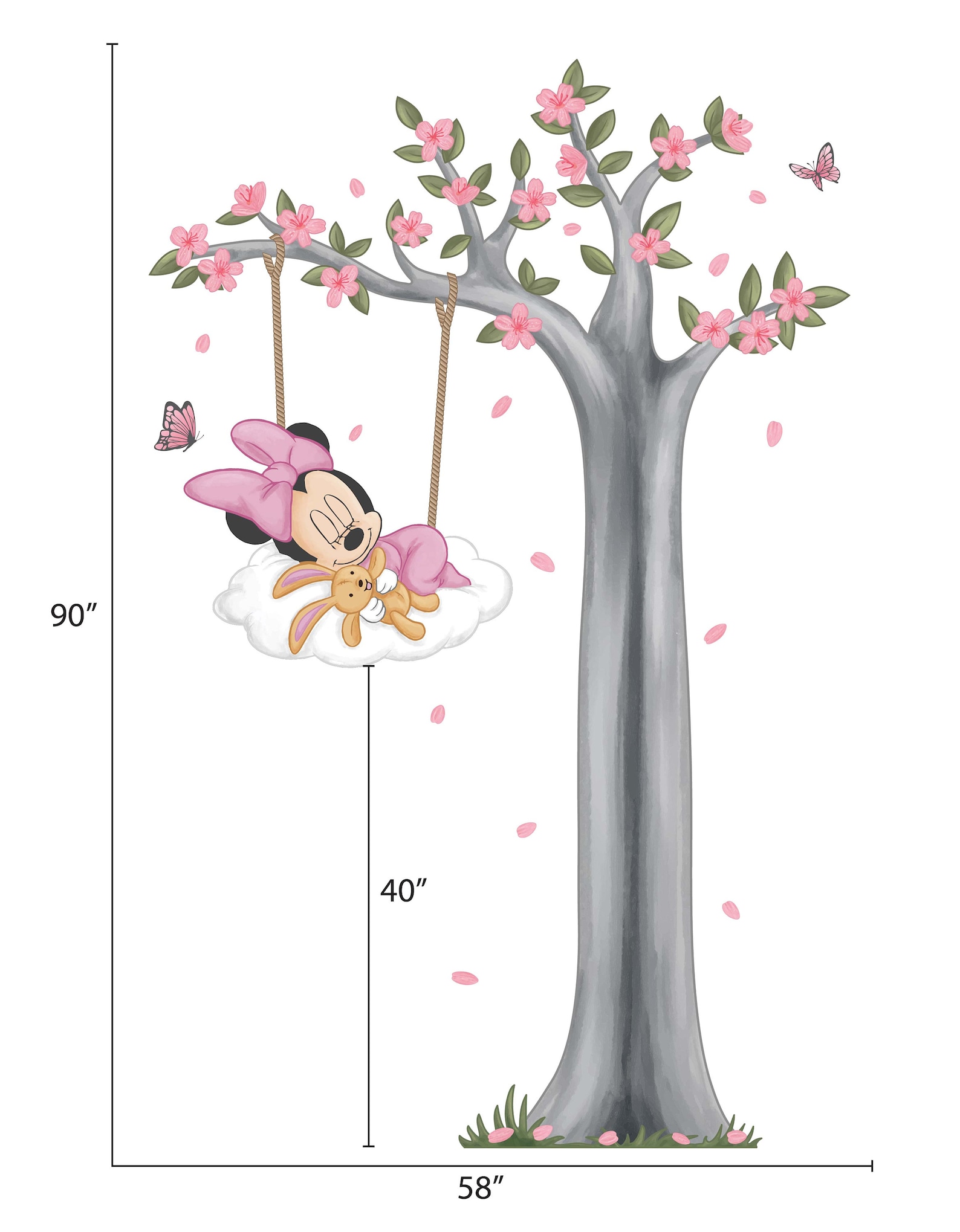 Pink Baby Minnie Mouse Wall Decal Minnie Mouse Wall Sticker Disney ...
