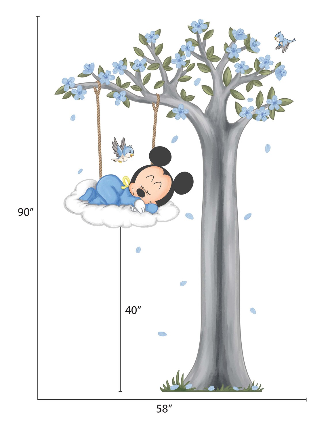 Removable Blue Baby Mickey Mouse Wall Decal Wall Sticker Baby Mickey ...