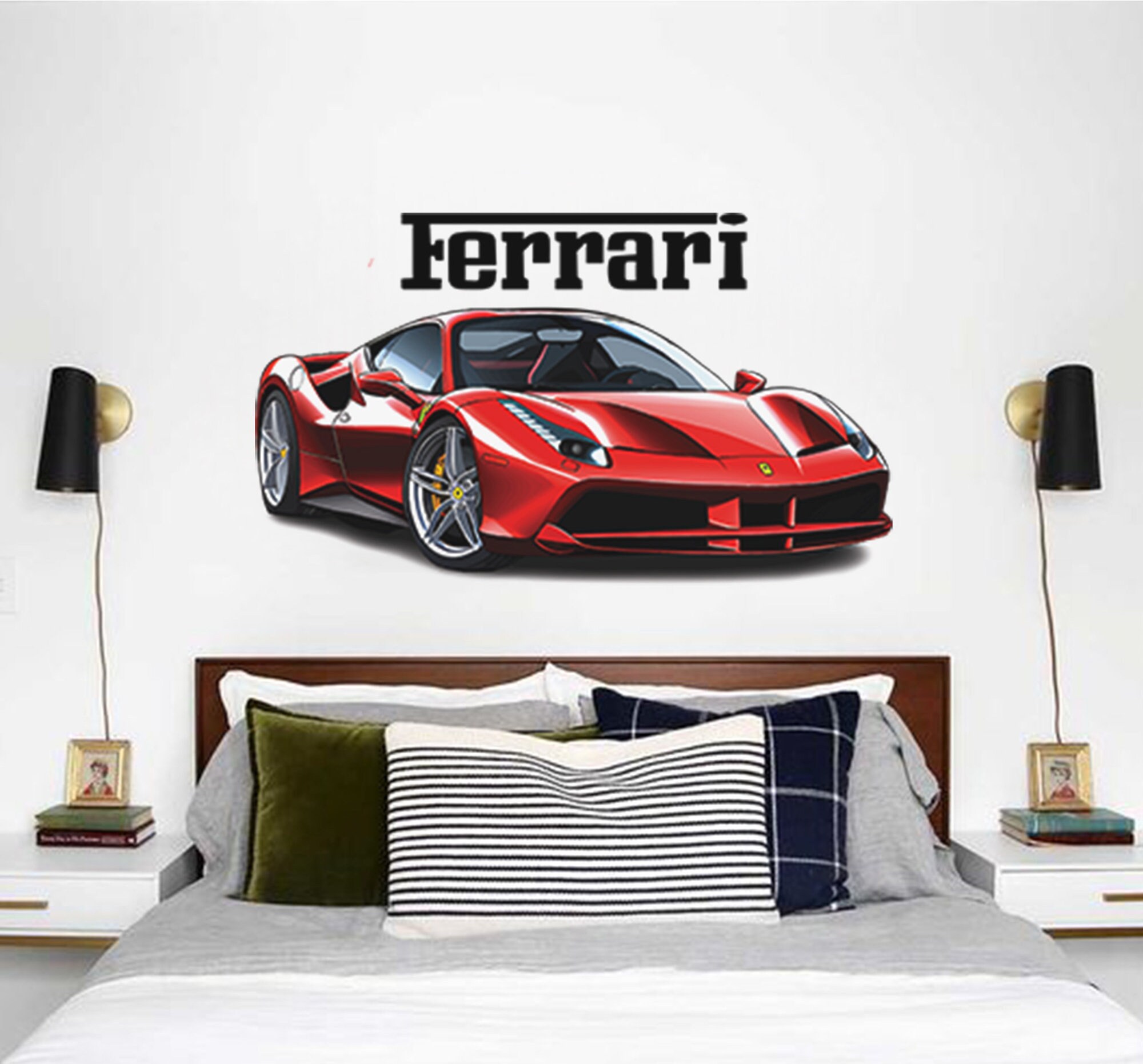Red Ferrari Wall Decal Red Ferrari Wall Art Sport Car Wall Sticker ...