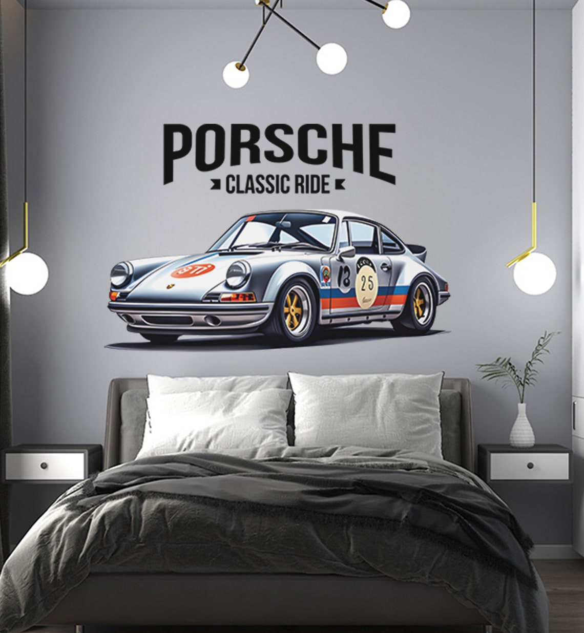Classic Porsche 911 Wall Decal Watercolor Porsche Wall Art Vintage Car ...
