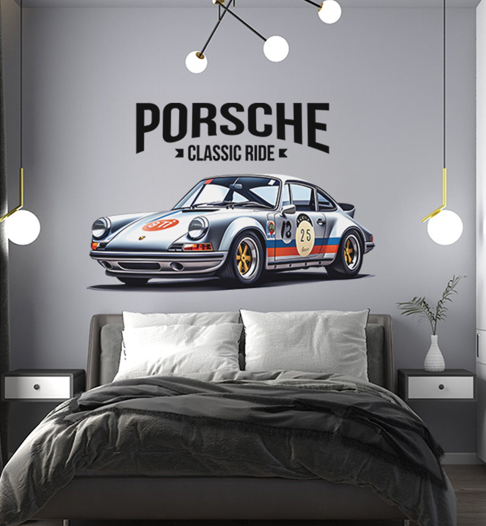 Classic Porsche 911 Wall Decal Watercolor Porsche Wall Art Vintage Car ...