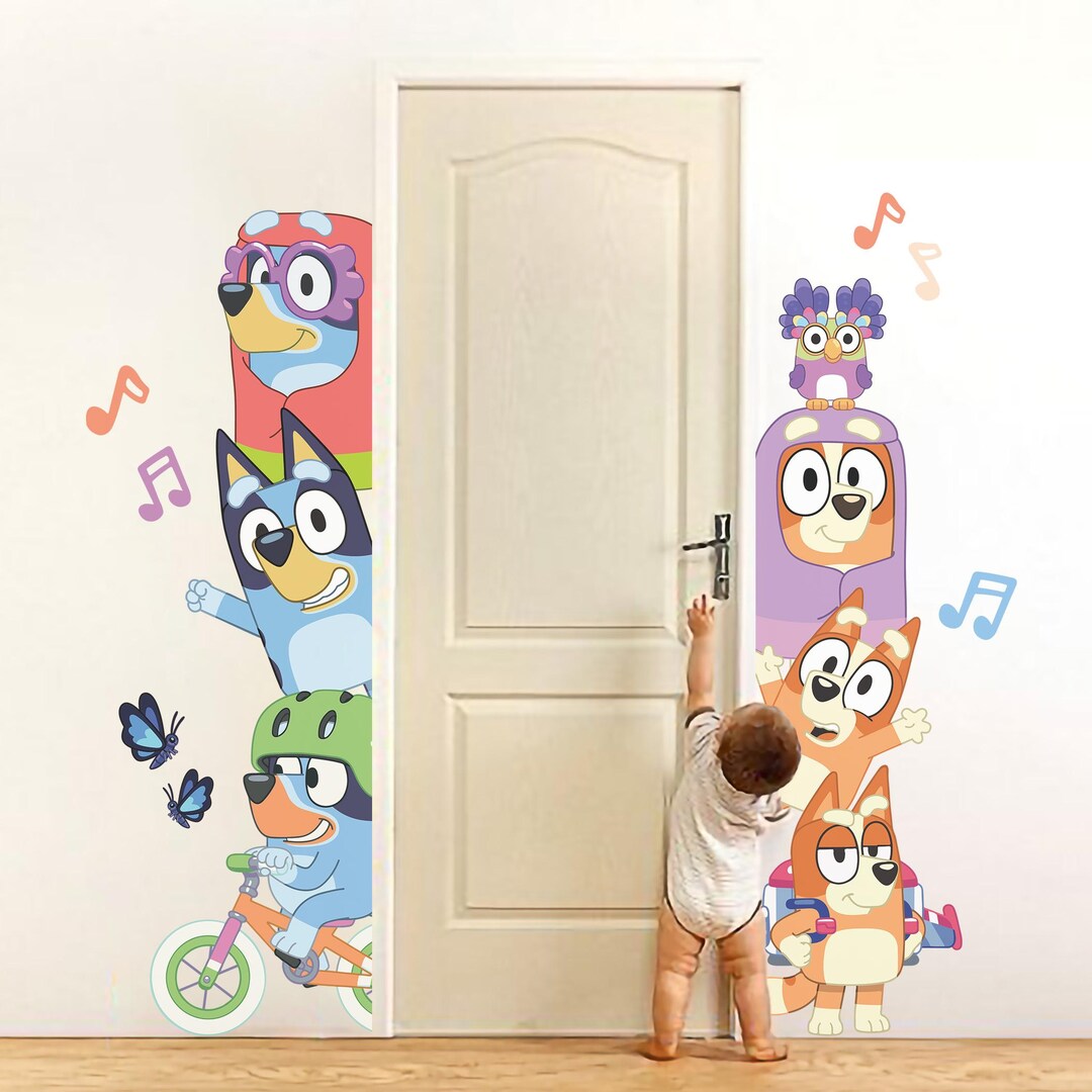 Bluey Wall Decal Bandit Heeler Wall Sticker Uncle Stripe Wall Mural ...