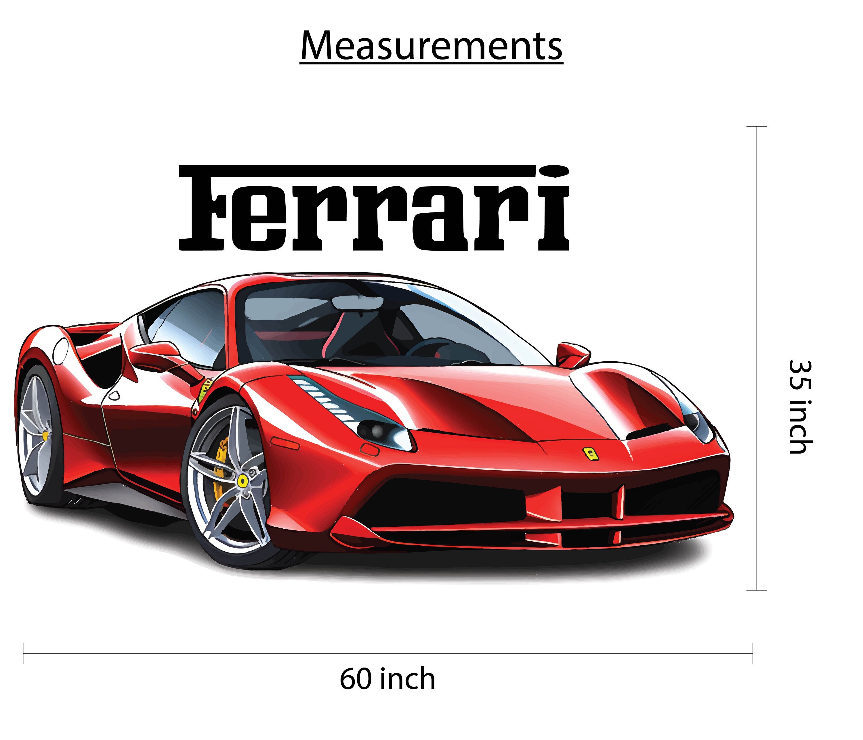 Red Ferrari Wall Decal Red Ferrari Wall Art Sport Car Wall Sticker ...